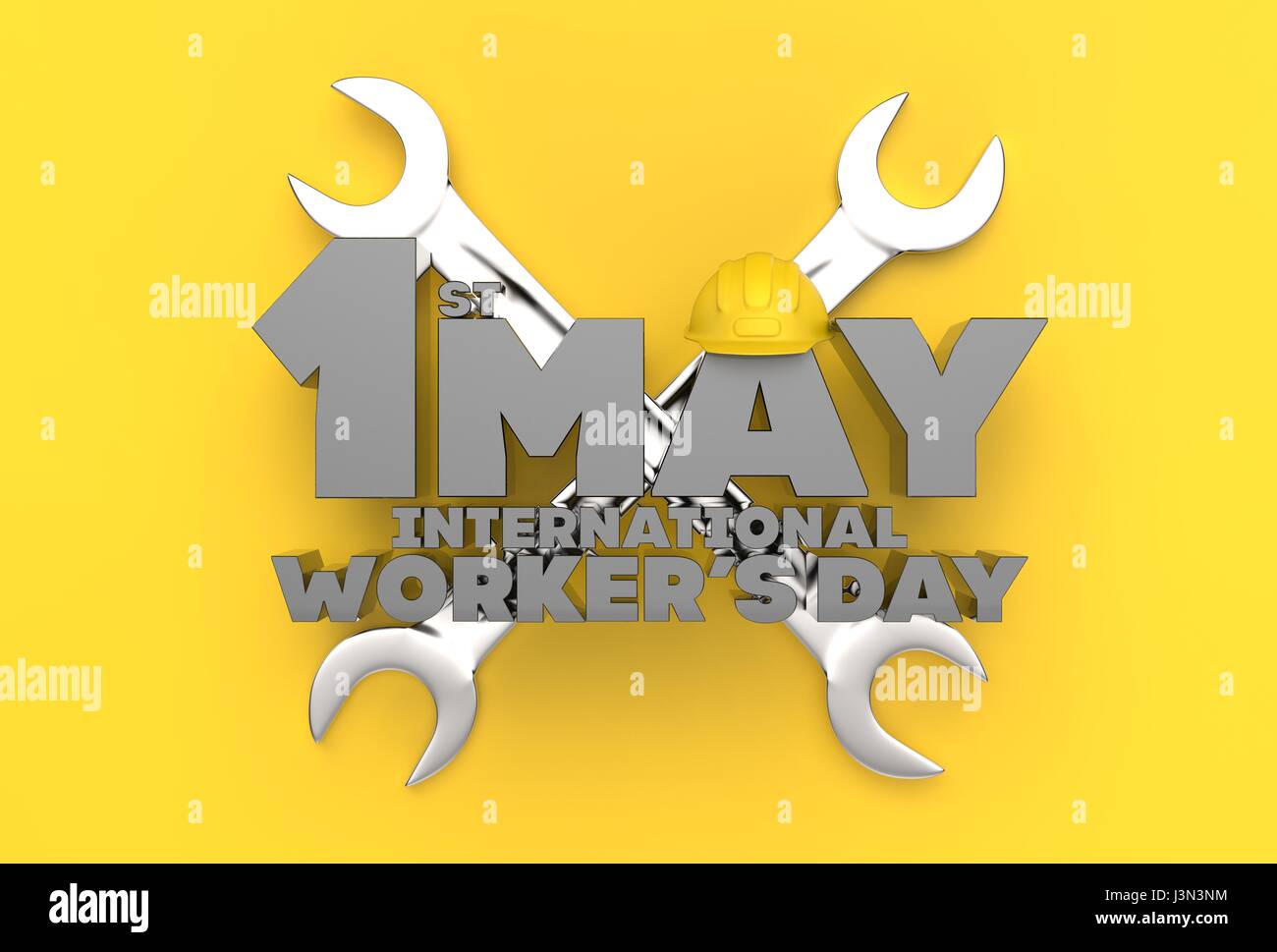 1 May Labor day. International worker's day. 3D illustrating Stock ...