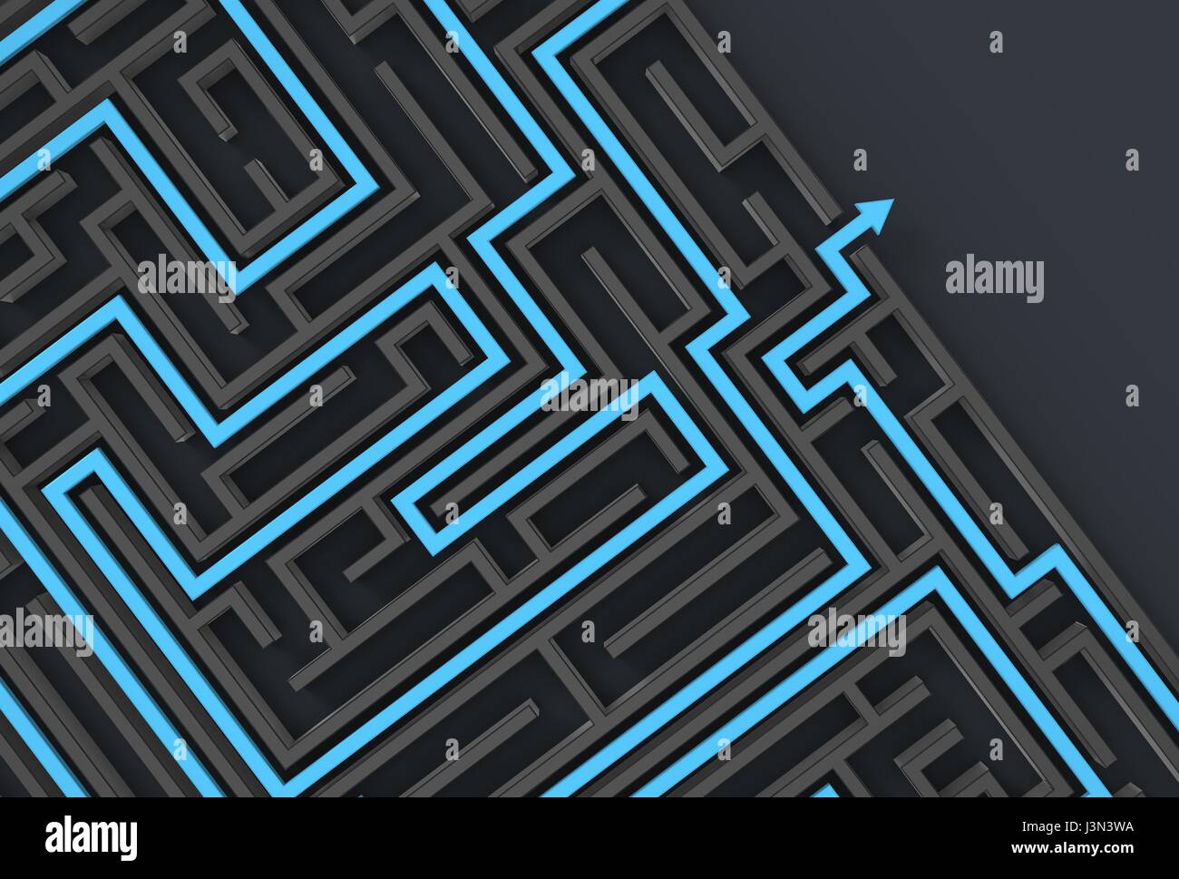 3d illusrated maze isolated on dark background. 3D illustrating Stock ...