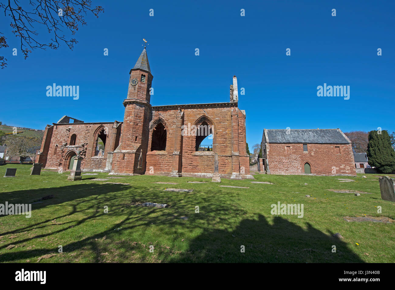 The Red sandstone ruins of Fortrose Cathedral, located on the Black ...