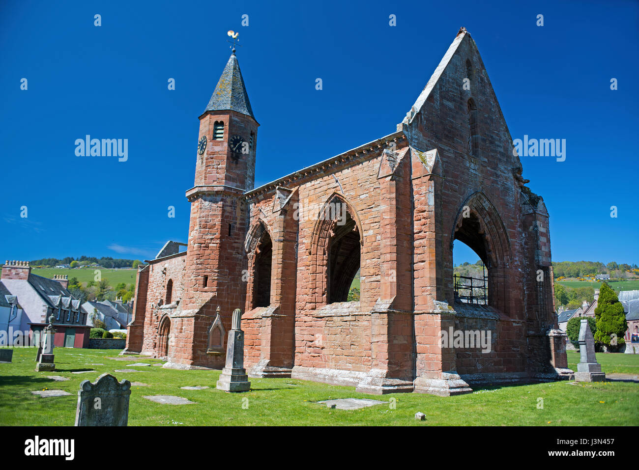 The Red sandstone ruins of Fortrose Cathedral, located on the Black ...