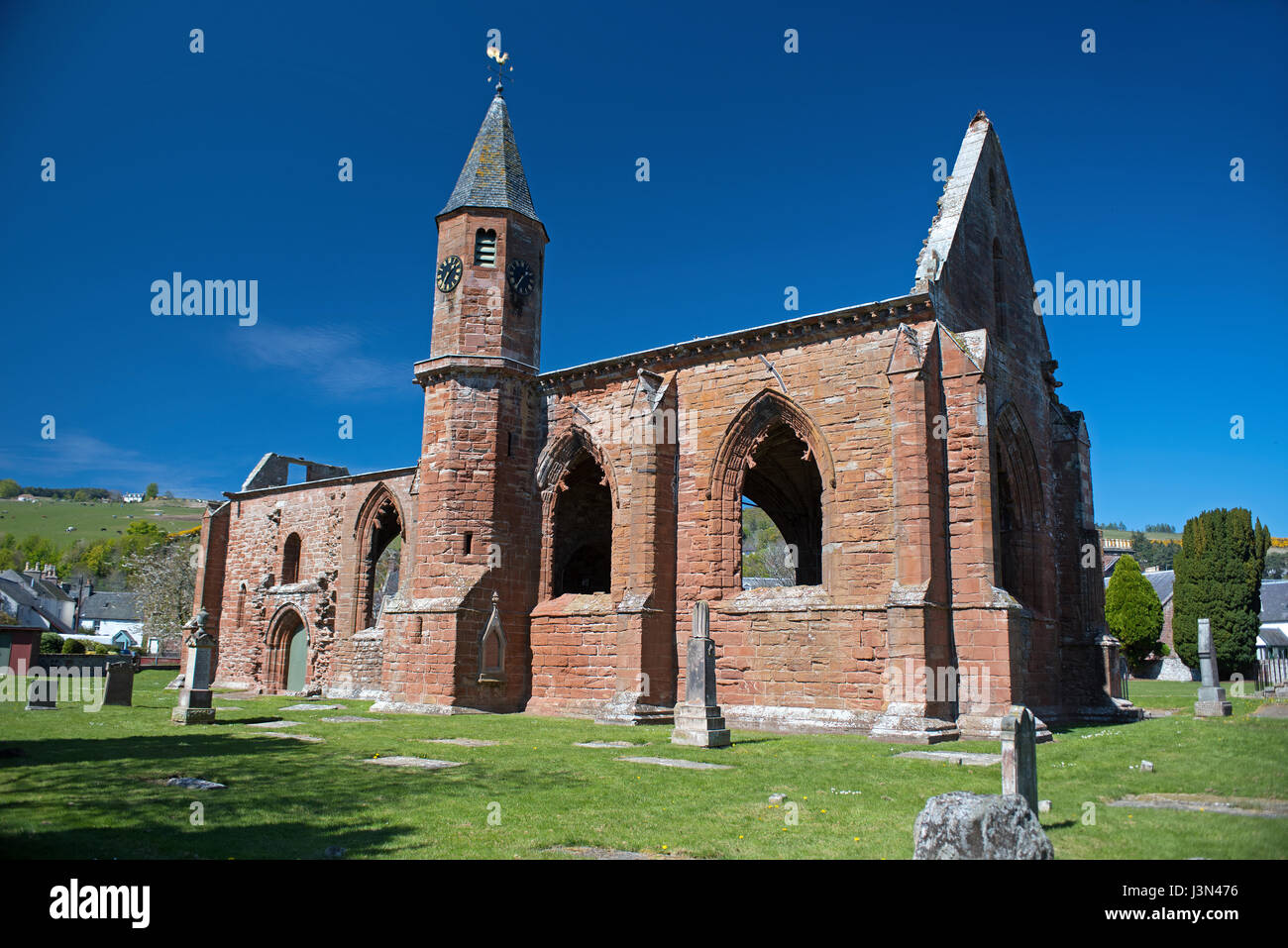 The Red sandstone ruins of Fortrose Cathedral, located on the Black ...