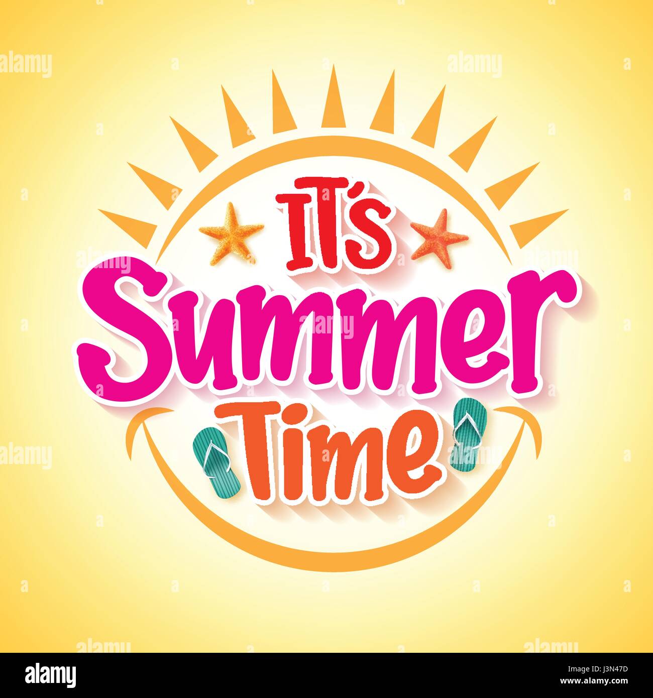 Summer Time Poster Design with Happy and Fun Concept with Vector ...