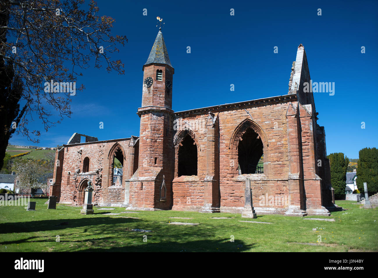 The Red sandstone ruins of Fortrose Cathedral, located on the Black ...