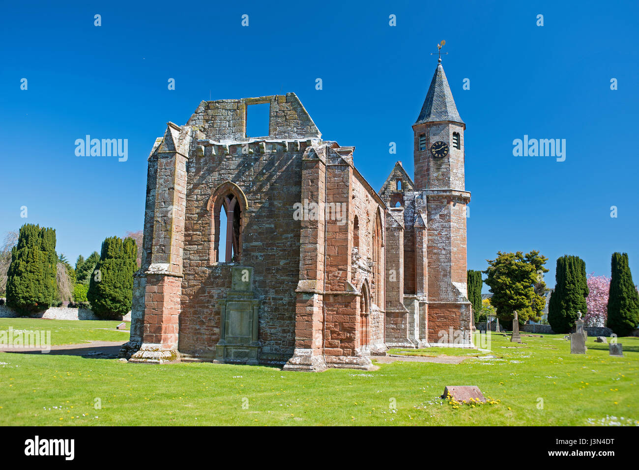 The Red sandstone ruins of Fortrose Cathedral, located on the Black ...