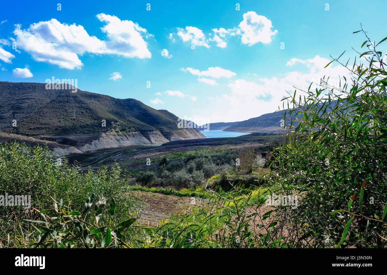 Alassa Dam seen from Troodos Mountain, Cyprus in Springtime Stock Photo ...