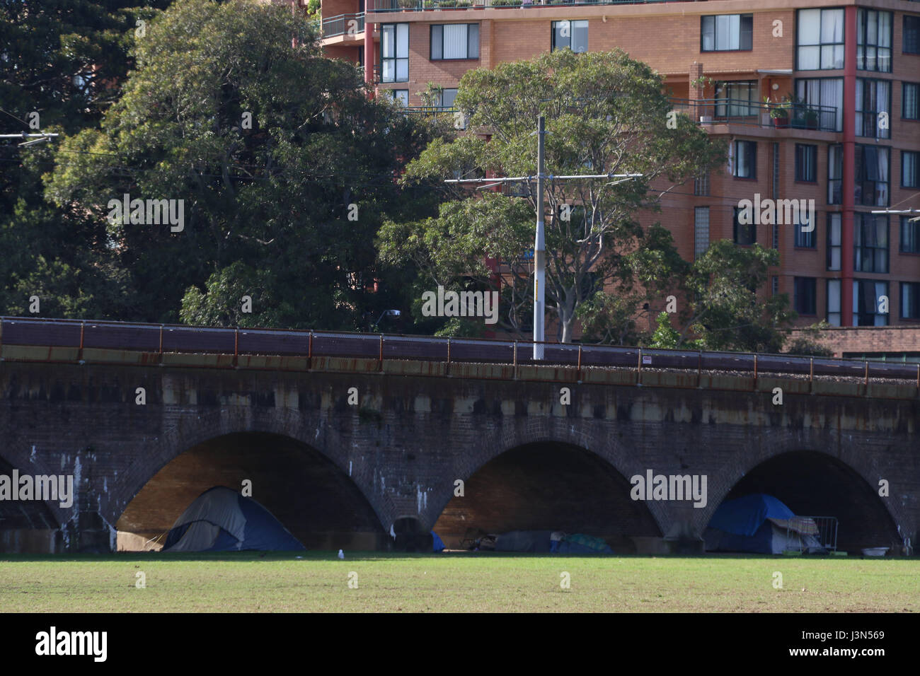 Homeless people sleep in tents underneath the viaducts at Wentworth ...