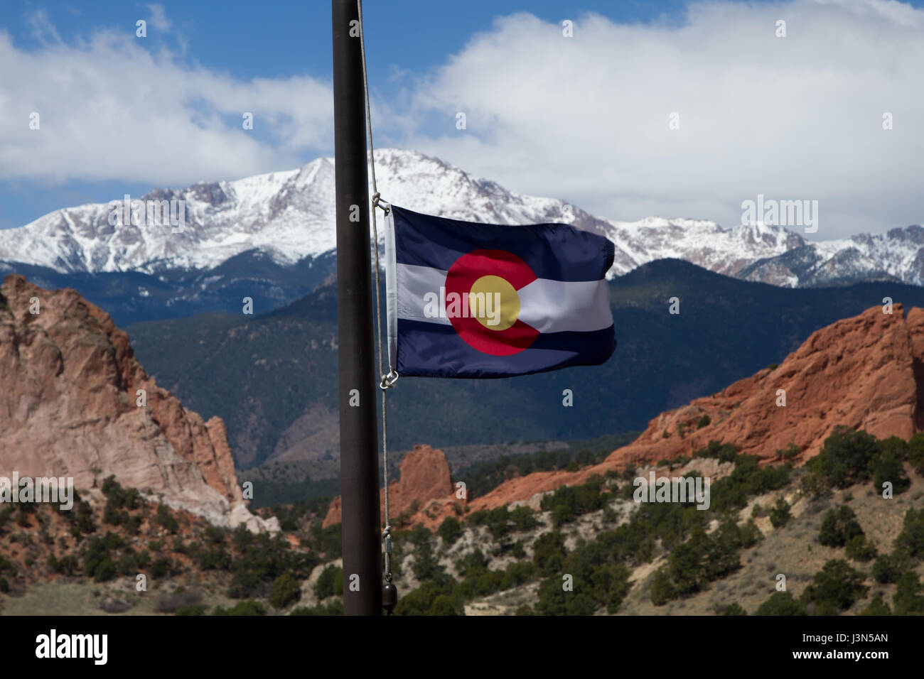 Colorado Flag With Mountains