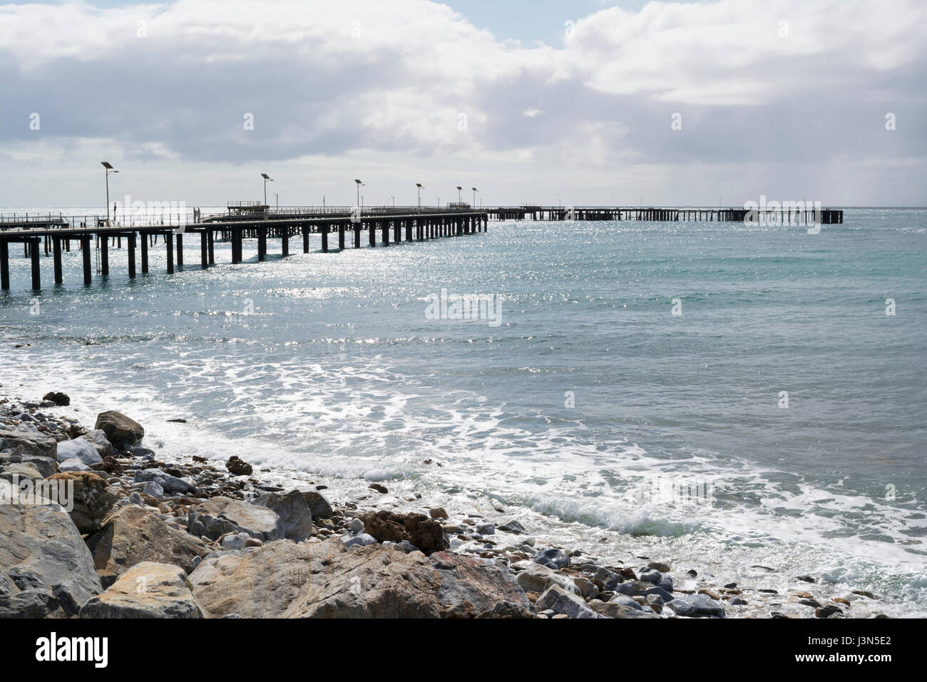 The old delapidated jetty sitting behind the new jetty at Rapid Bay ...