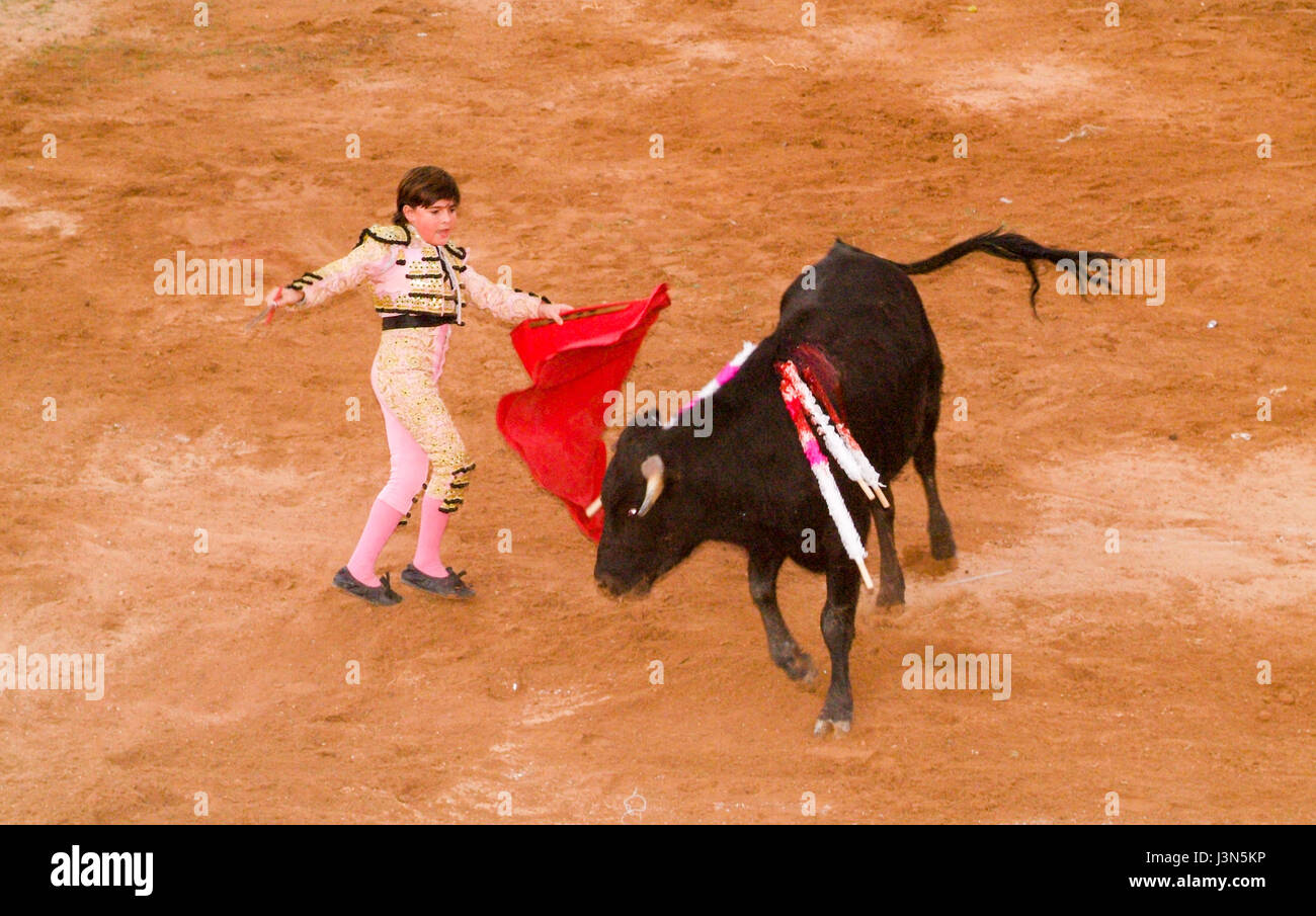 Valladolid, Mexico - 25 January 2009: Michelito is the youngest torero ...