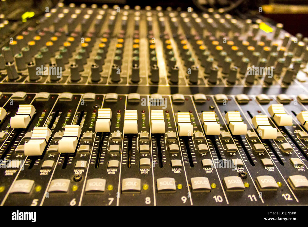 Closeup detail of the music mixing station Stock Photo - Alamy