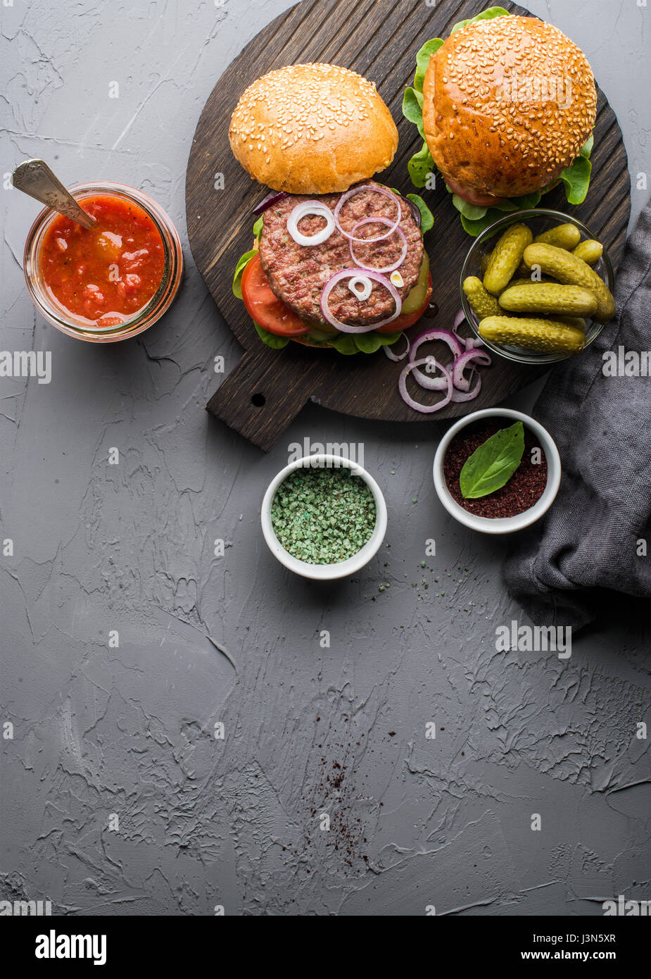 Burger top view hi-res stock photography and images - Alamy