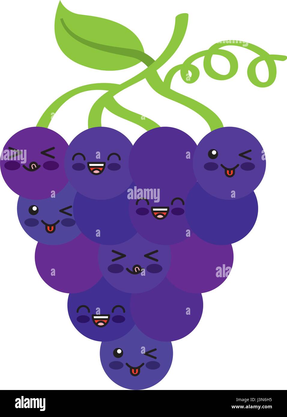 grapes fresh fruit kawaii character Stock Vector Image & Art - Alamy