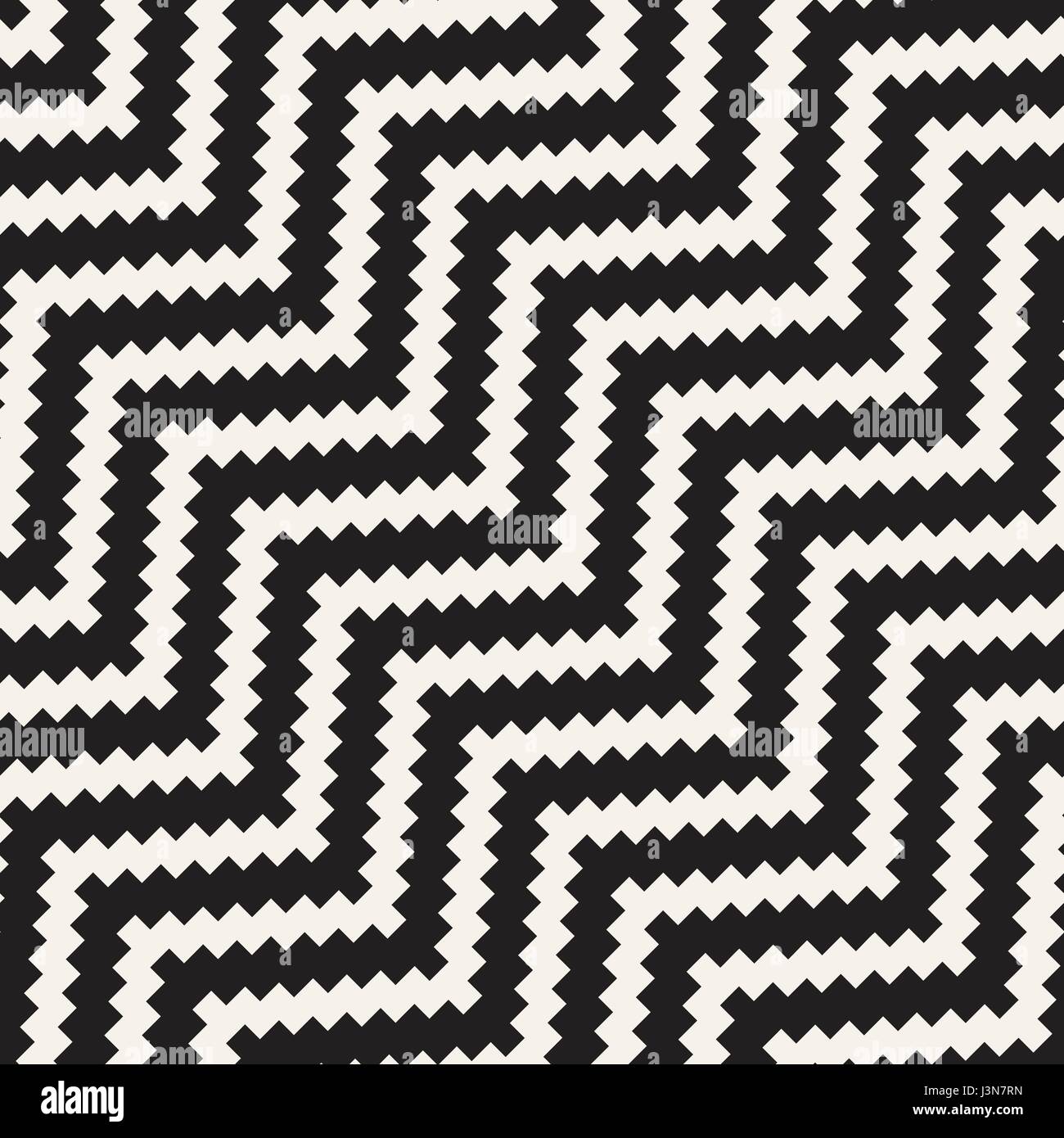Repeatable geometric grid texture. Vector seamless mesh pattern. Monochrome zigzag edgy lines ...