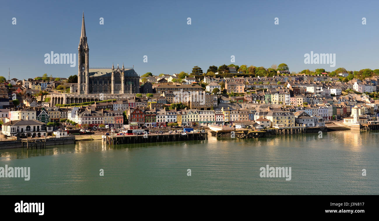 Waterfront houses and St Colman's cathedral at Cobh Stock Photo - Alamy