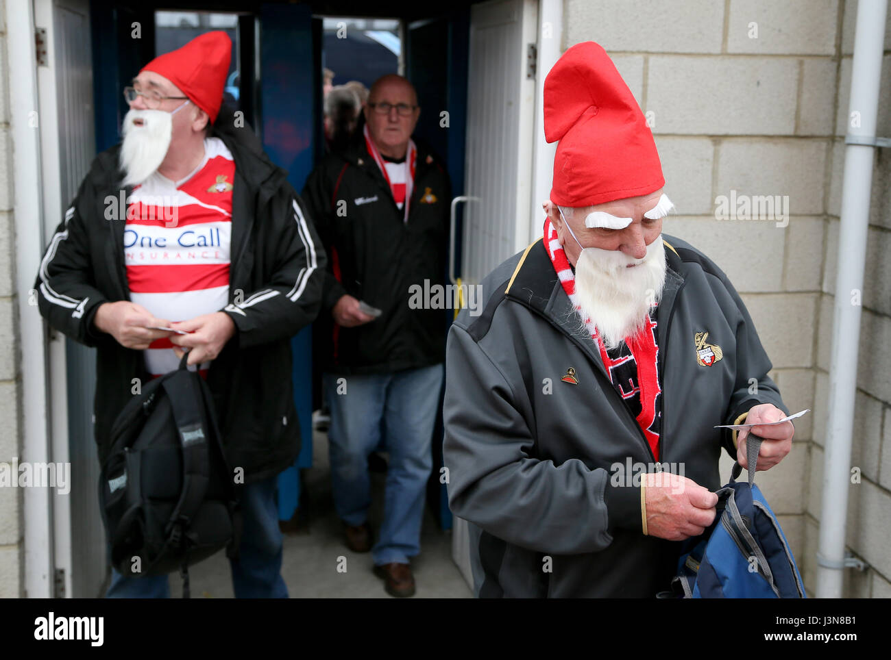 Doncaster Rovers fans in fancy dress arrive before the Sky Bet League ...