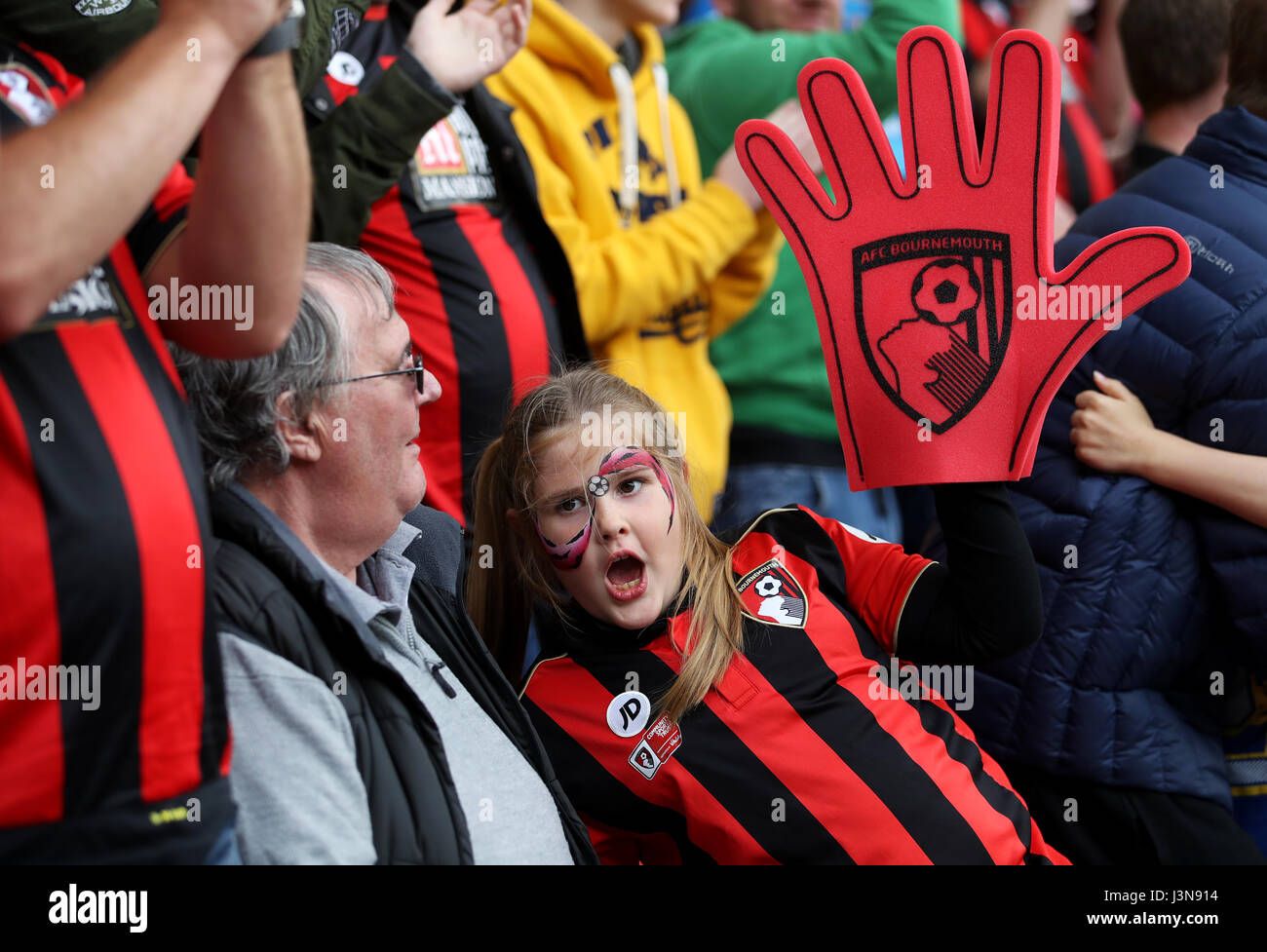 Bournemouth fans show their support in the stands during the Premier ...