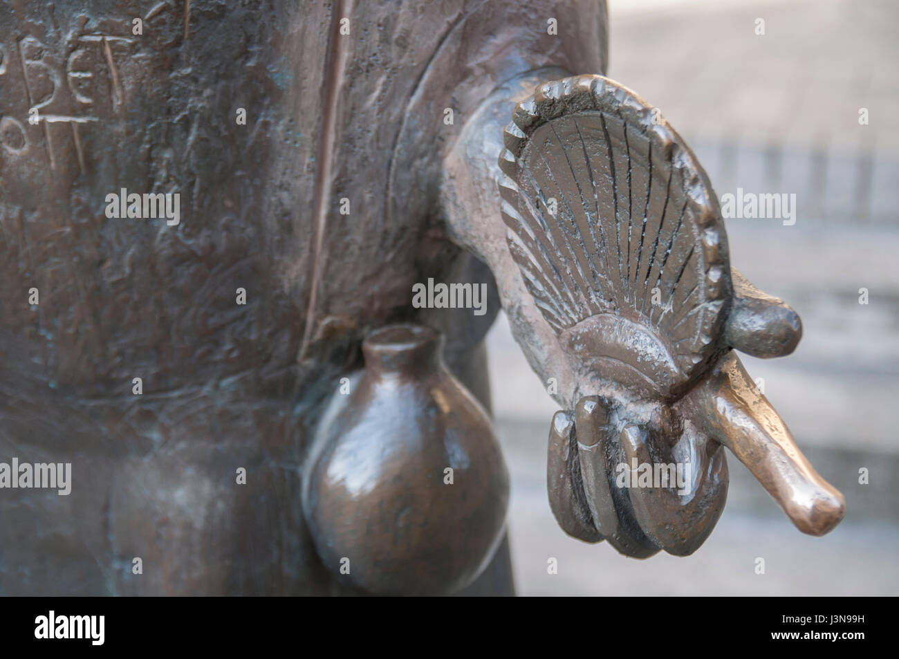 Statue of Holy Jacob with scallop in front of Church Saint Jacob, Road ...