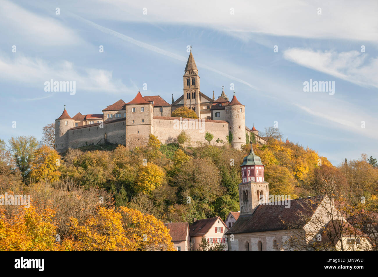 Castle Comburg, Kocher Valley, Schwaebisch Hall, Hohenlohe region ...