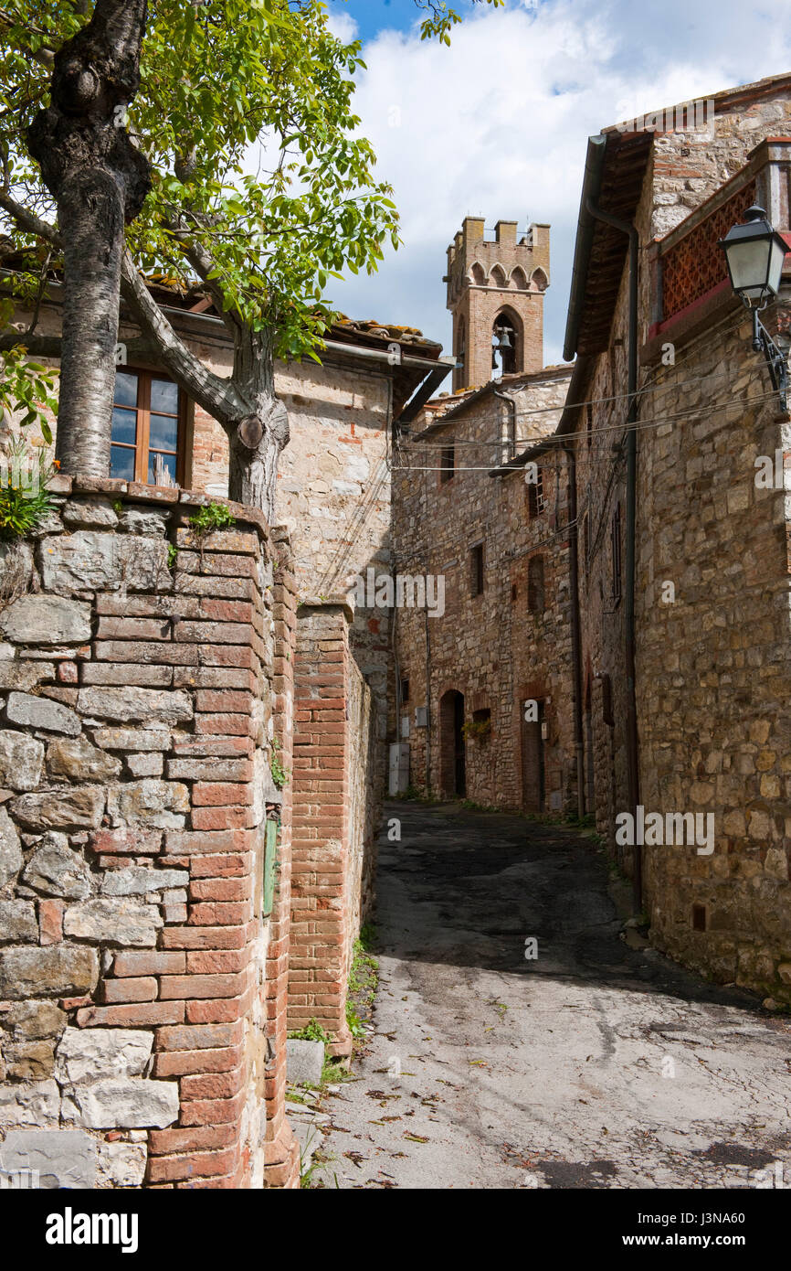small alley, old centre, Villa a Sesta, Chianti, Tuscany, Italy, Europe ...