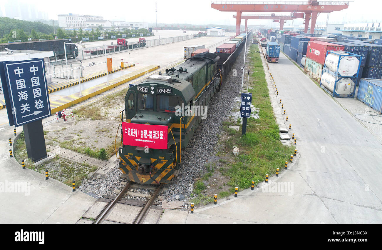 Hefei. 6th May, 2017. The 54th freight train travelling from Hefei in ...