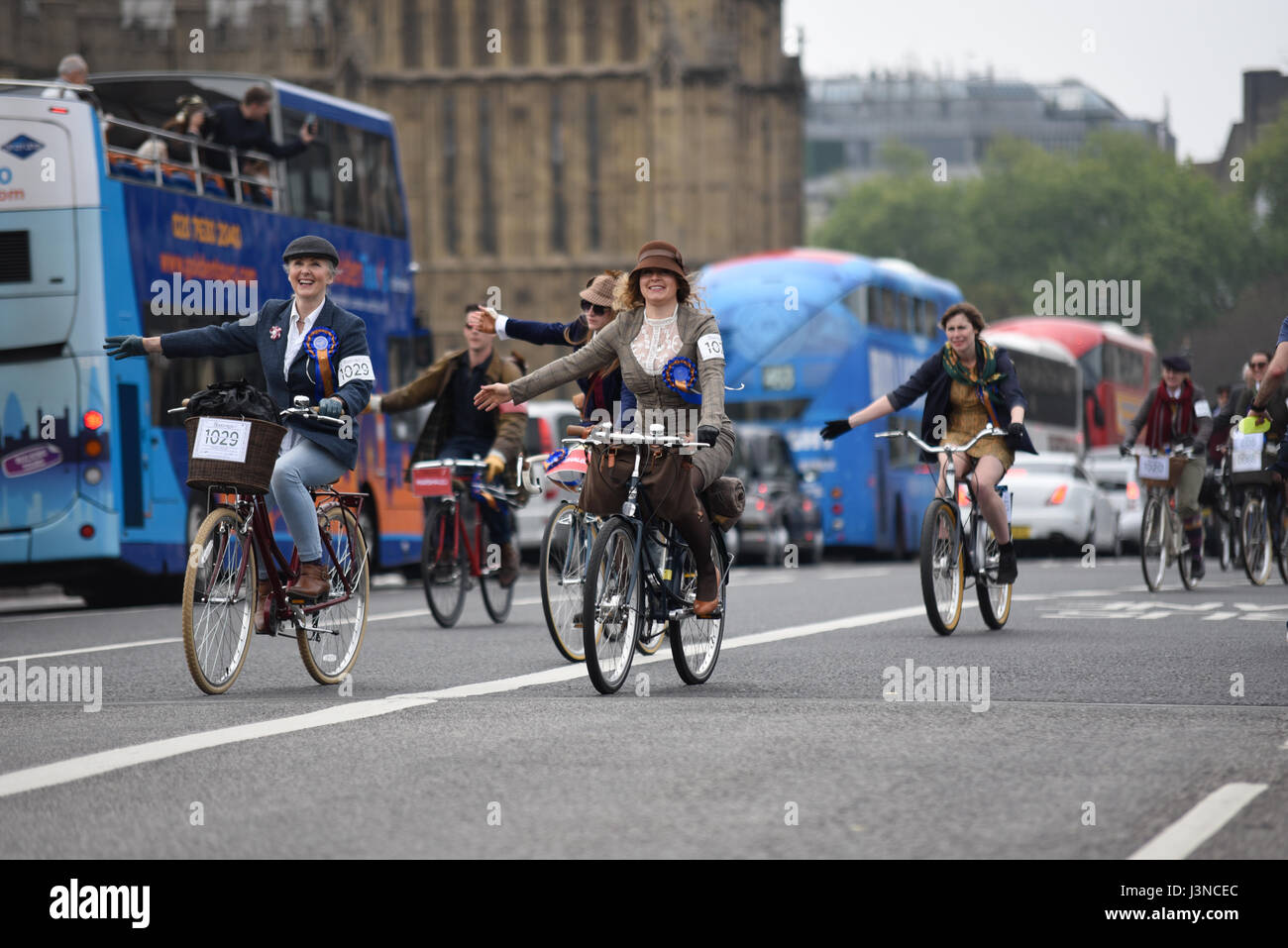 The Tweed Run London 2017, crossing Westminster Bridge, London, UK ...