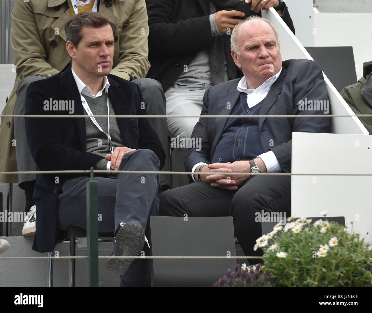 Munich, Germany. 04th May, 2017. FC Bayern President Uli Hoeness (R ...