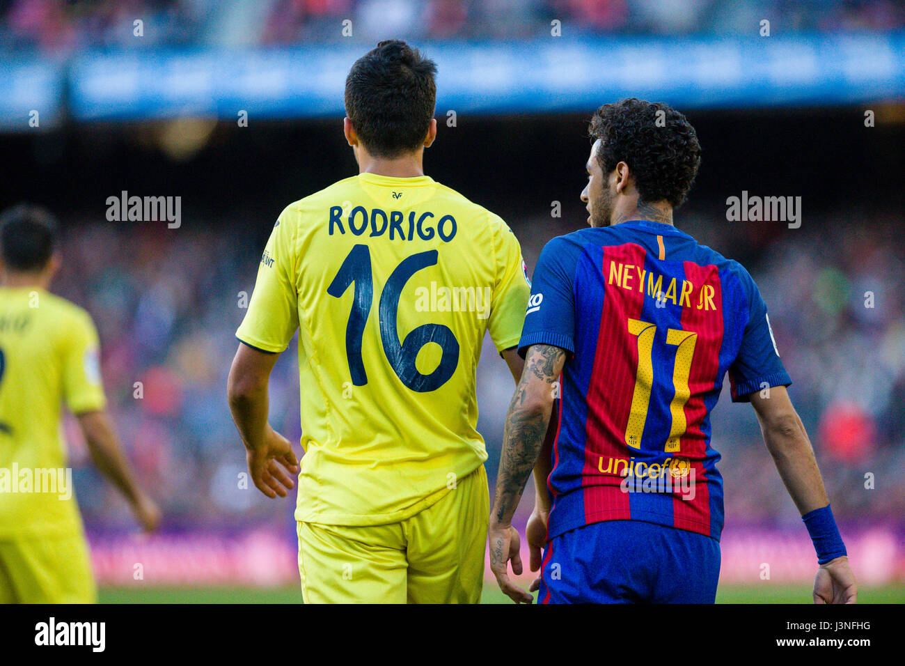 Rodri of villarreal and neymar jr of fc barcelona hi-res stock ...
