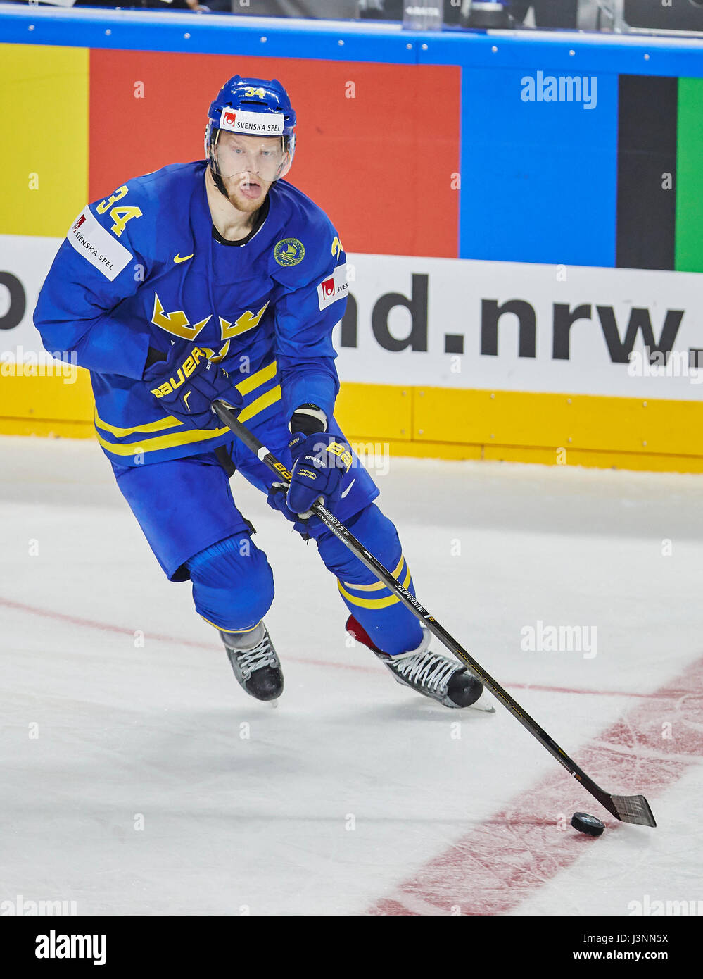 Cologne, Germany. 6th May, 2017. Carl SODERBERG, SWE 34 drives the puck ...