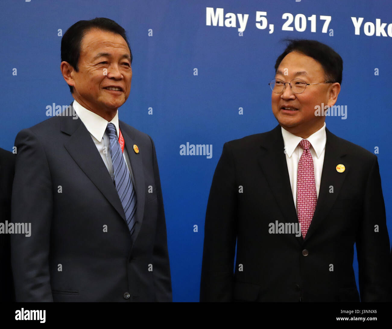 May 5, 2017, Yokohama, Japan - Japanese Finance Minister Taro Aso (L ...