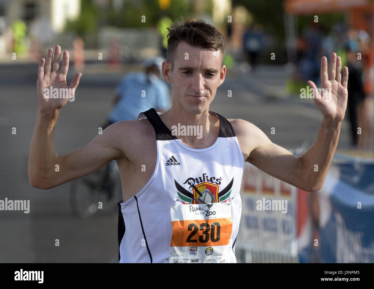 Usa. 7th May, 2017. SPORTS -- Keith Gerrard of Rio Rancho holds his ...