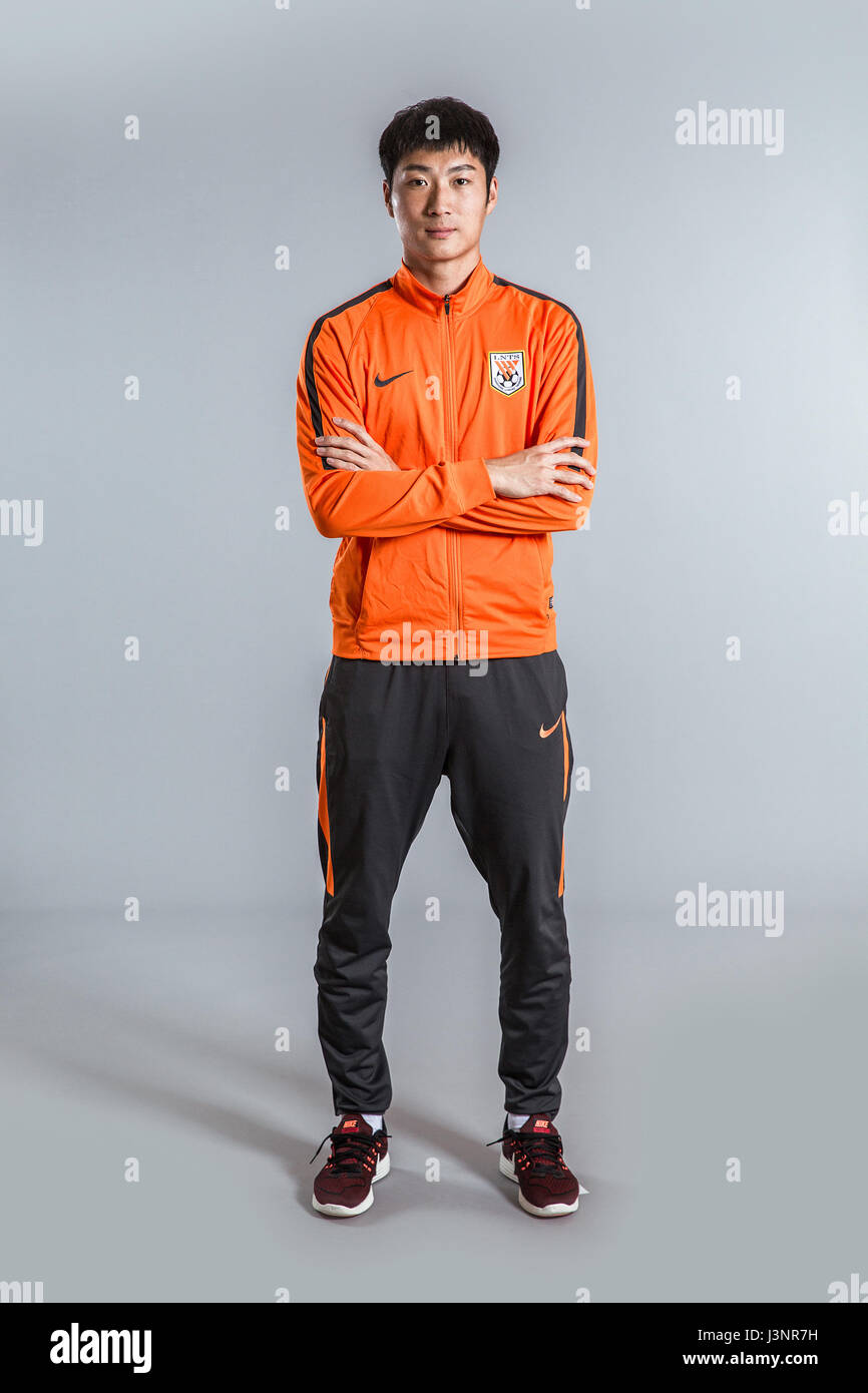 Portrait of Chinese soccer player Han Rongze of Shandong Luneng Taishan ...
