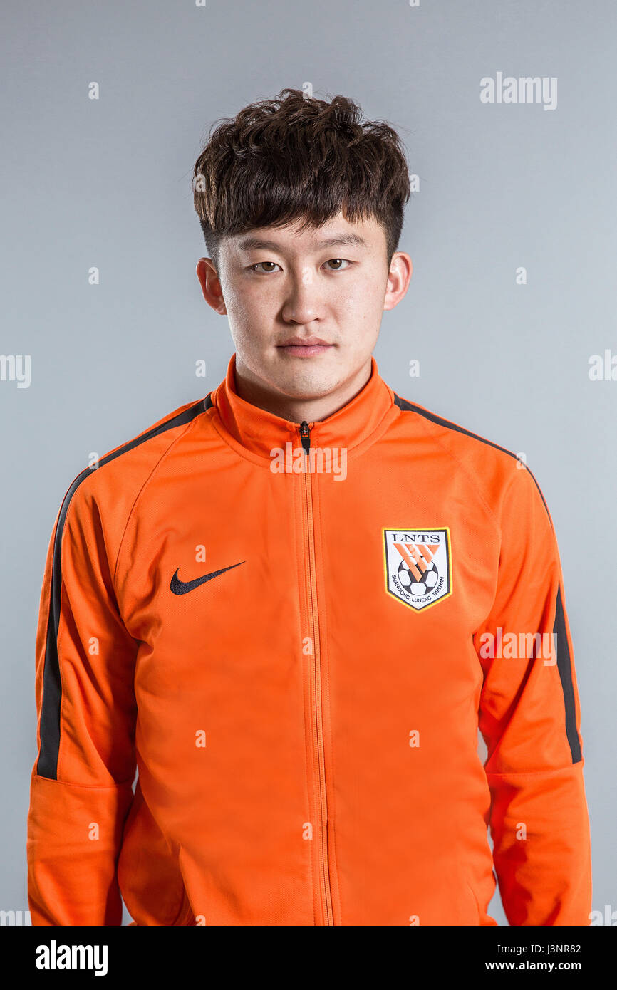 Portrait of Chinese soccer player Wang Tong of Shandong Luneng Taishan ...