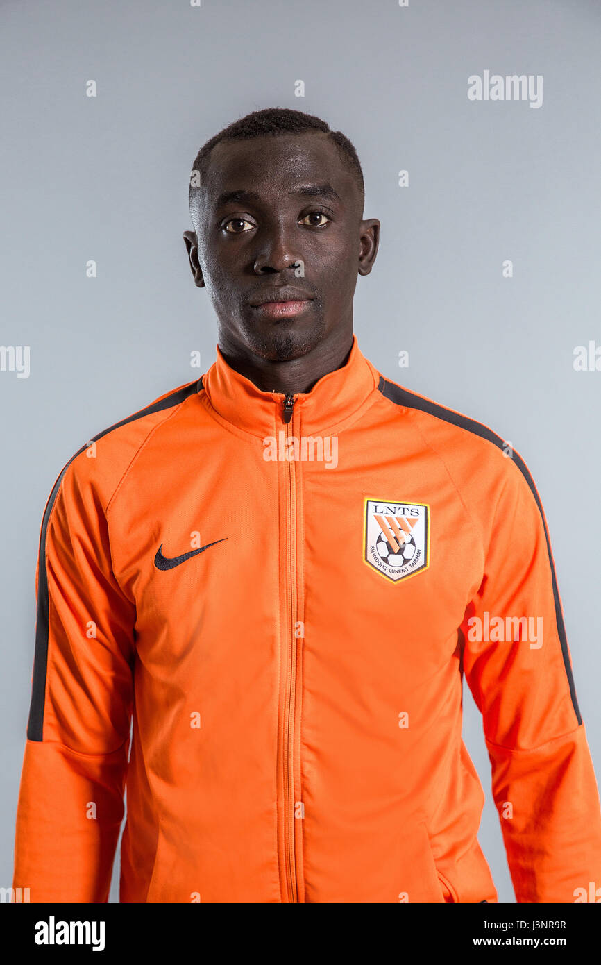 Portrait of Senegalese soccer player Papiss Cisse of Shandong Luneng ...