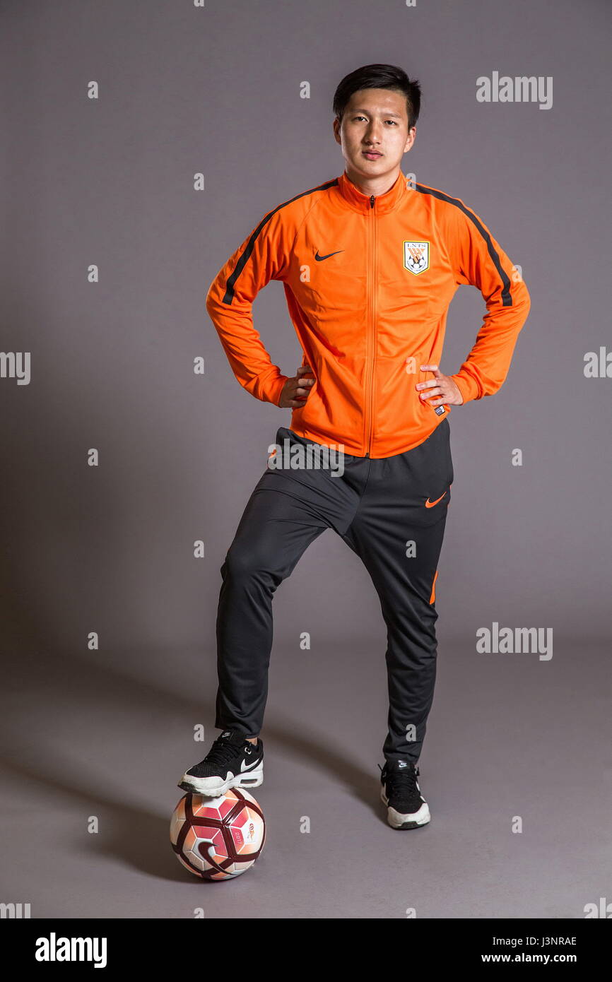 Portrait of Chinese soccer player Jiang Jiajun of Shandong Luneng ...