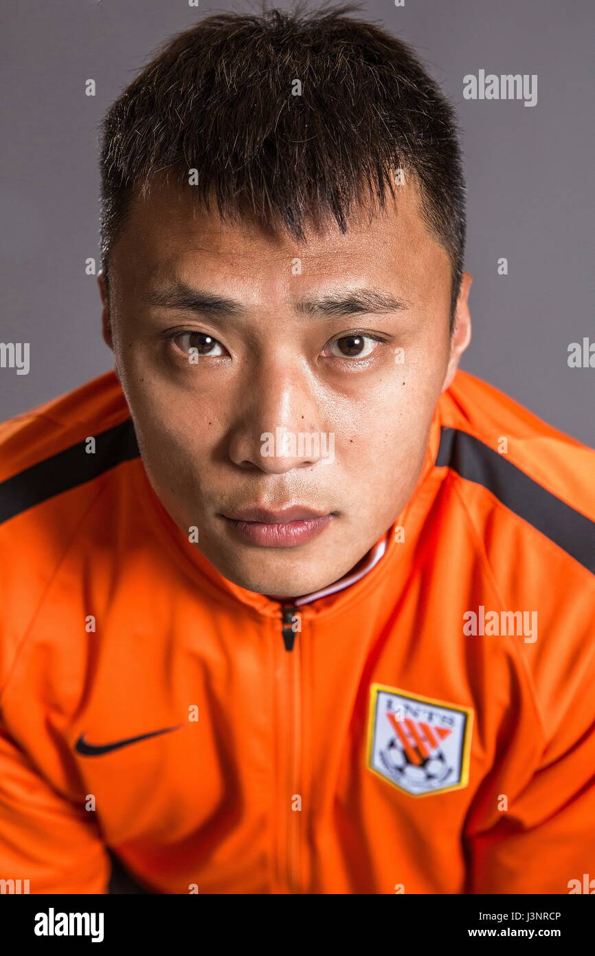 Portrait of Chinese soccer player Liu Zhenli of Shandong Luneng Taishan ...