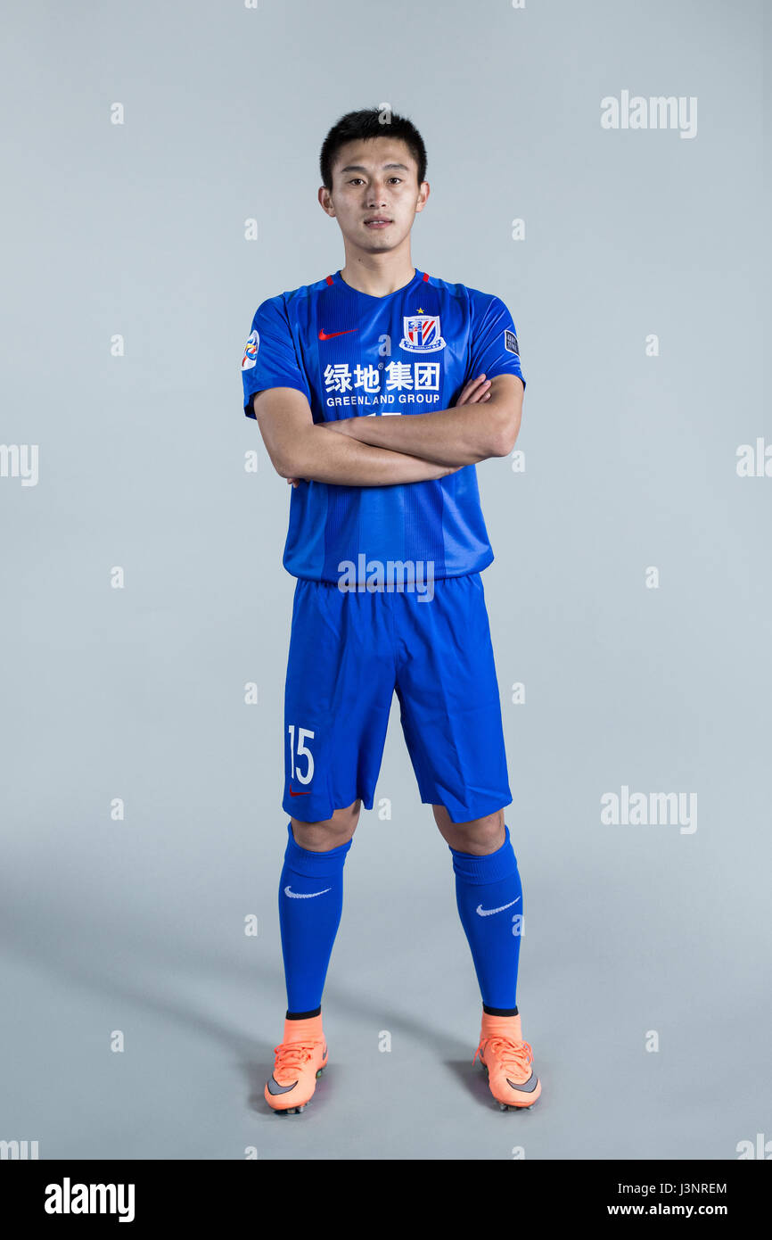 Portrait of Chinese soccer player Zhu Jianrong of Shanghai Greenland ...