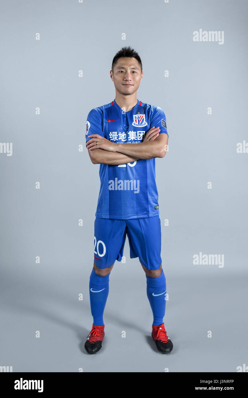 Portrait of Chinese soccer player Wang Yun of Shanghai Greenland ...