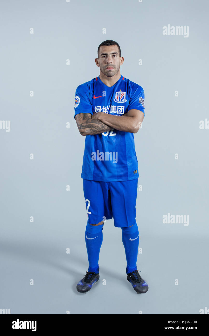 Portrait of Argentine soccer player Carlos Tevez of Shanghai Greenland ...