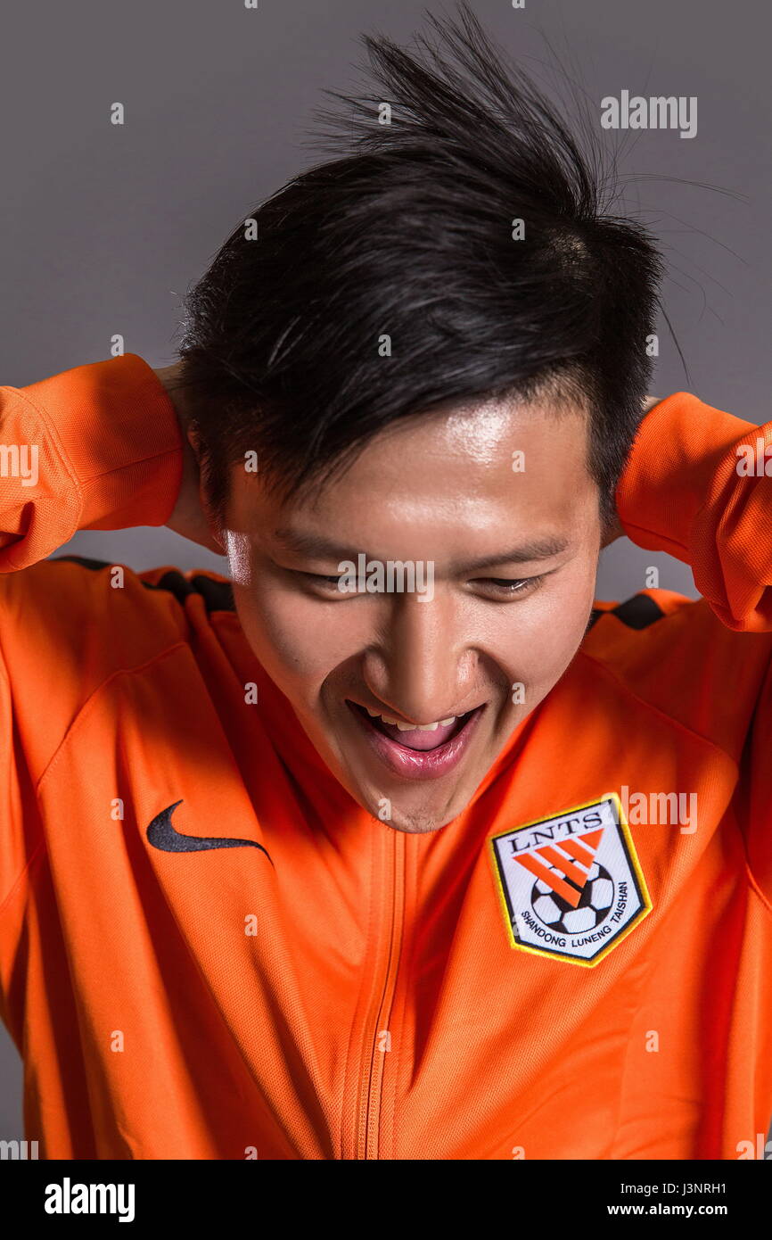 Portrait of Chinese soccer player Jiang Jiajun of Shandong Luneng Taishan F.C. for the 2017 ...