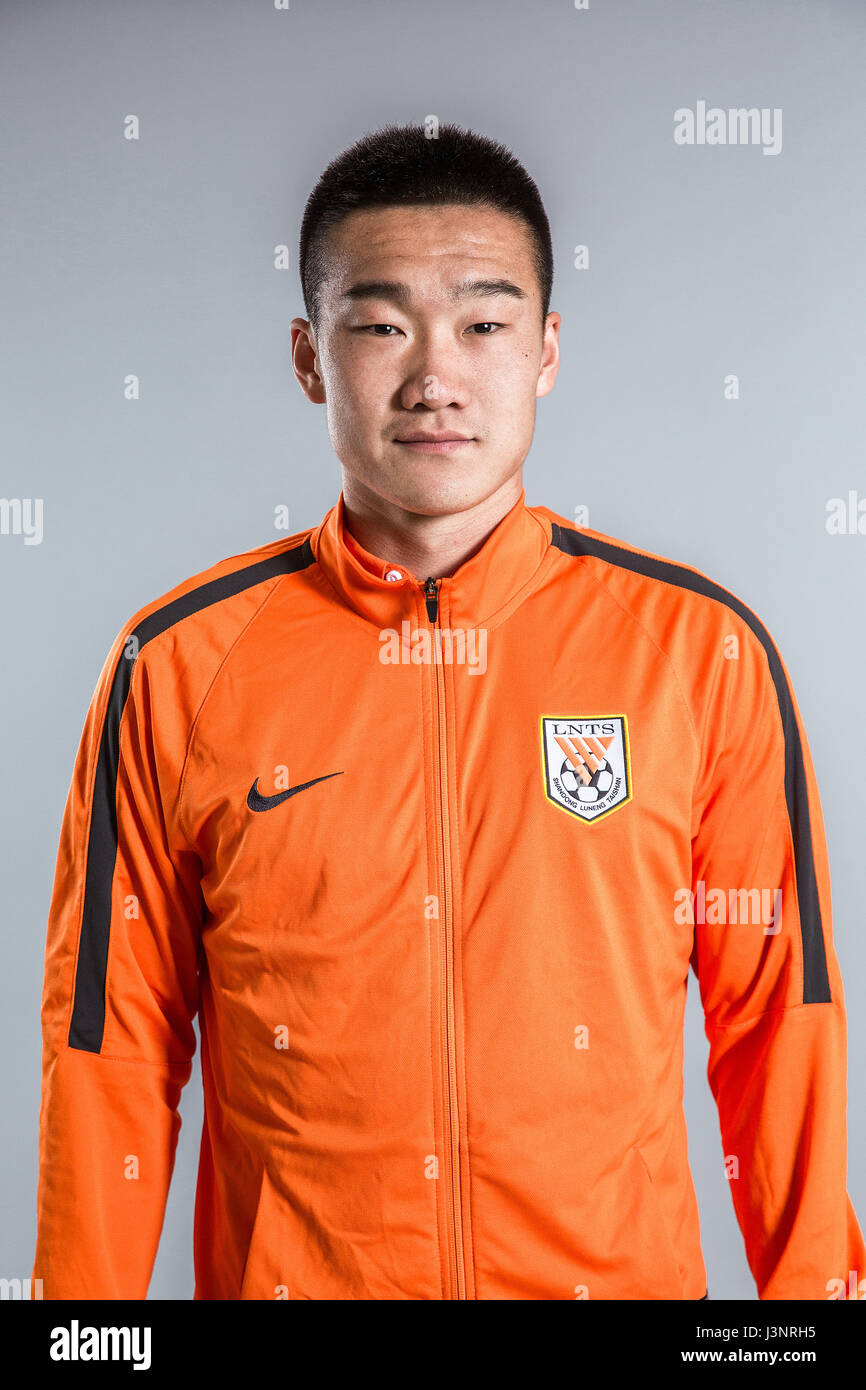 Portrait of Chinese soccer player Liu Junshuai of Shandong Luneng ...