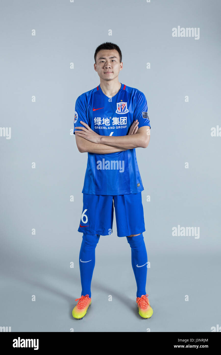 Portrait of Chinese soccer player Li Peng of Shanghai Greenland Shenhua ...