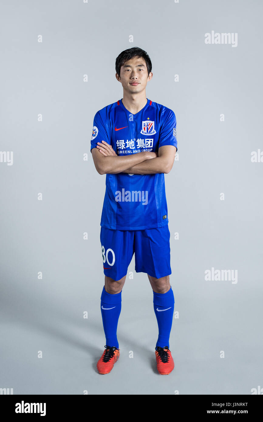 Portrait of Chinese soccer player Tao Jin of Shanghai Greenland Shenhua ...