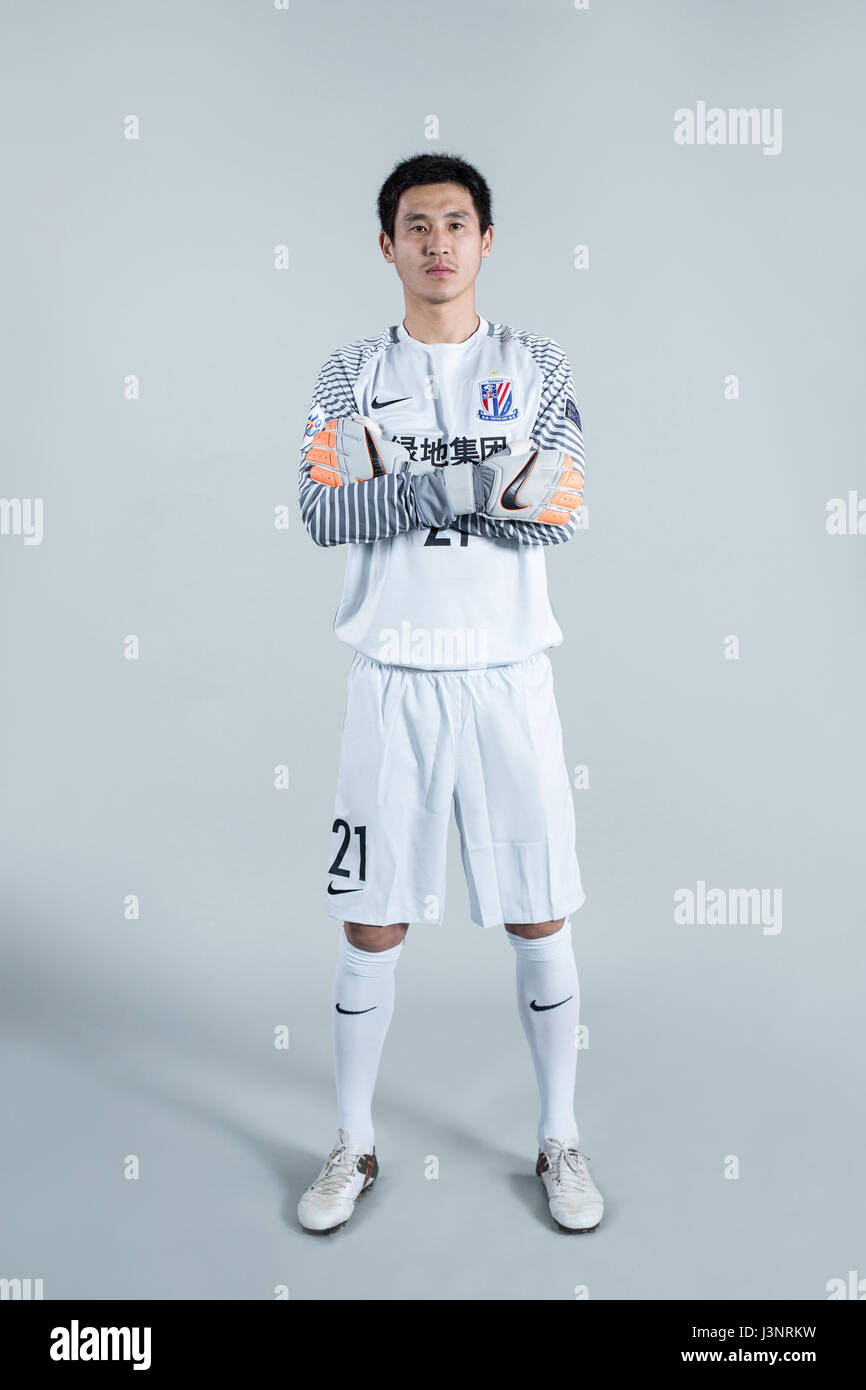 Portrait of Chinese soccer player Shen Jun of Shanghai Greenland ...