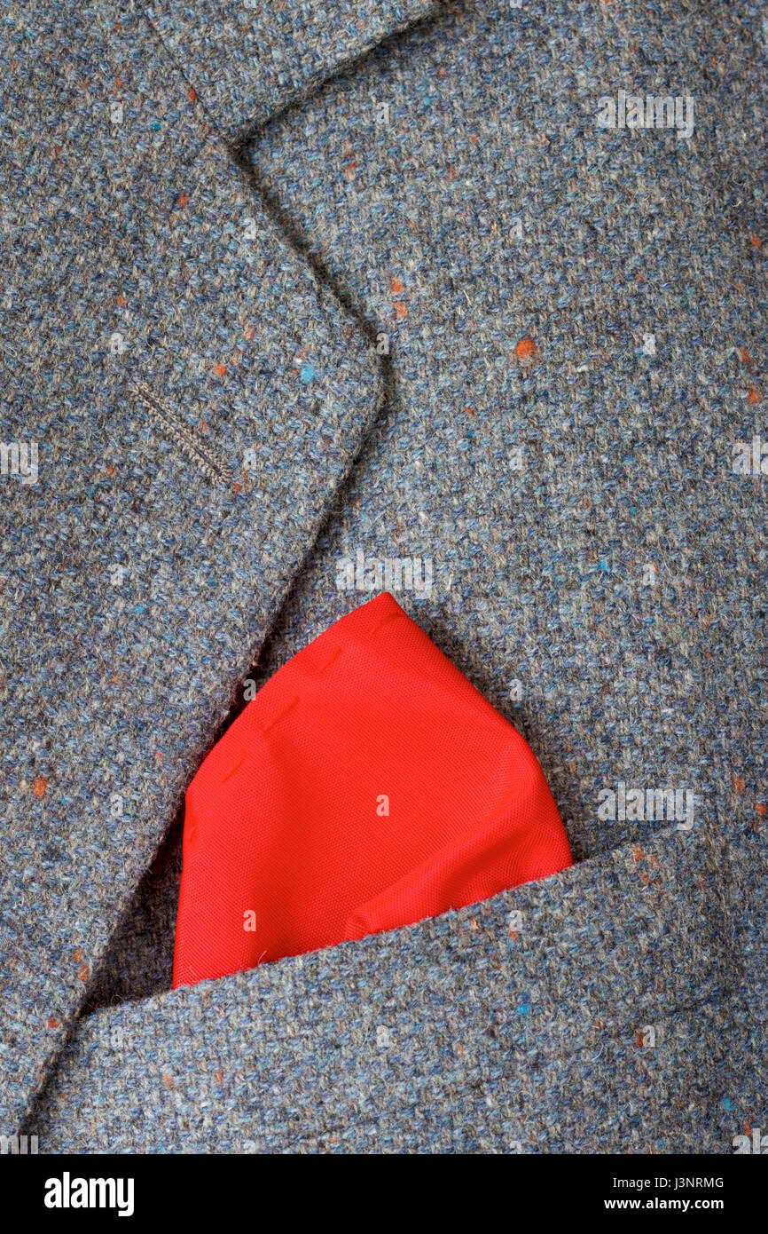 Red handkerchief in the pocket of a tweed coat Stock Photo - Alamy