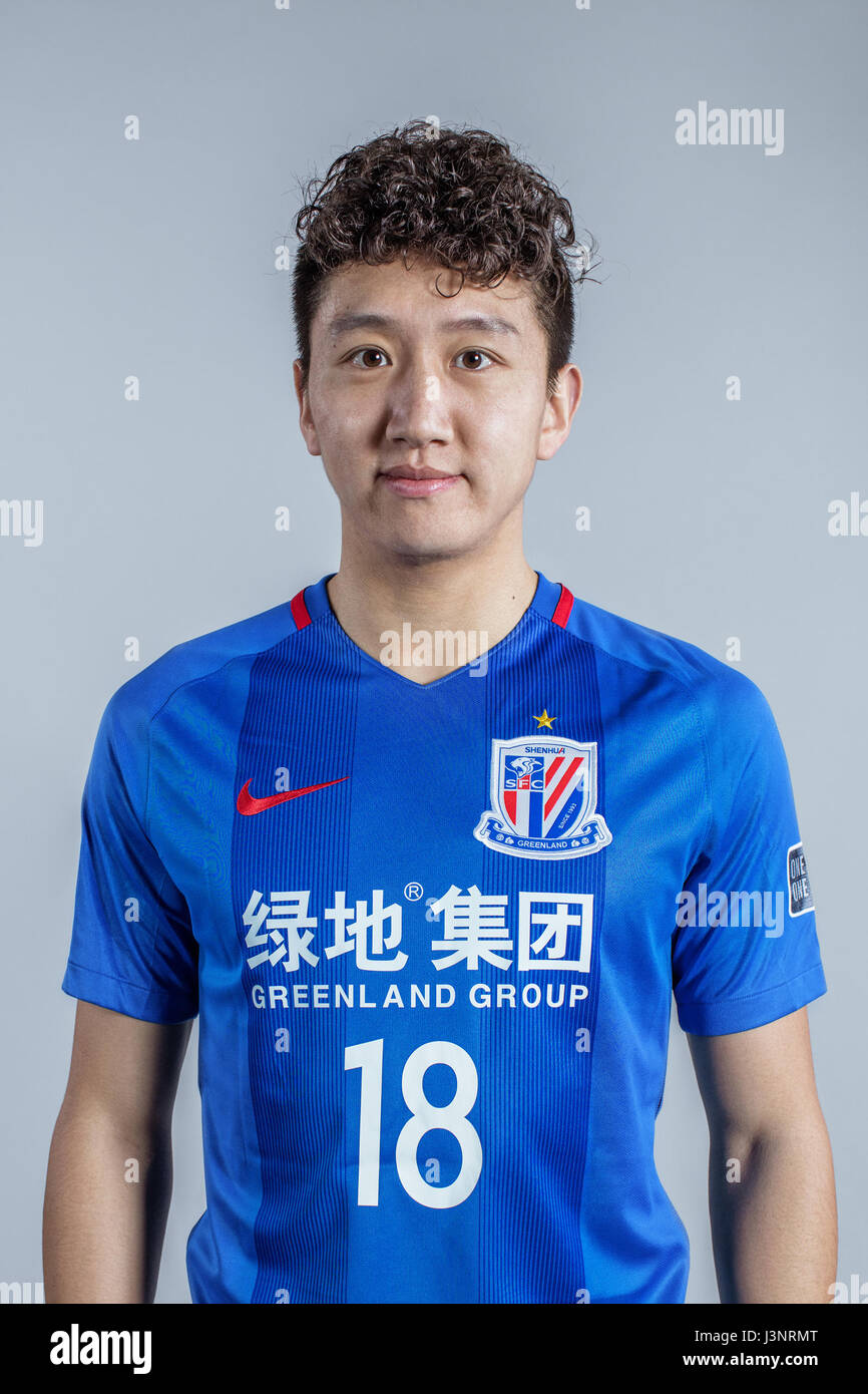 Portrait of Chinese soccer player Gao Di of Shanghai Greenland Shenhua ...