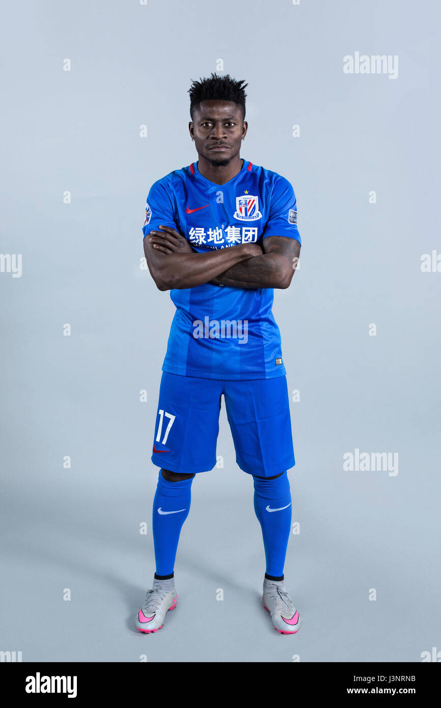 Portrait of Nigerian soccer player Obafemi Martins of Shanghai ...