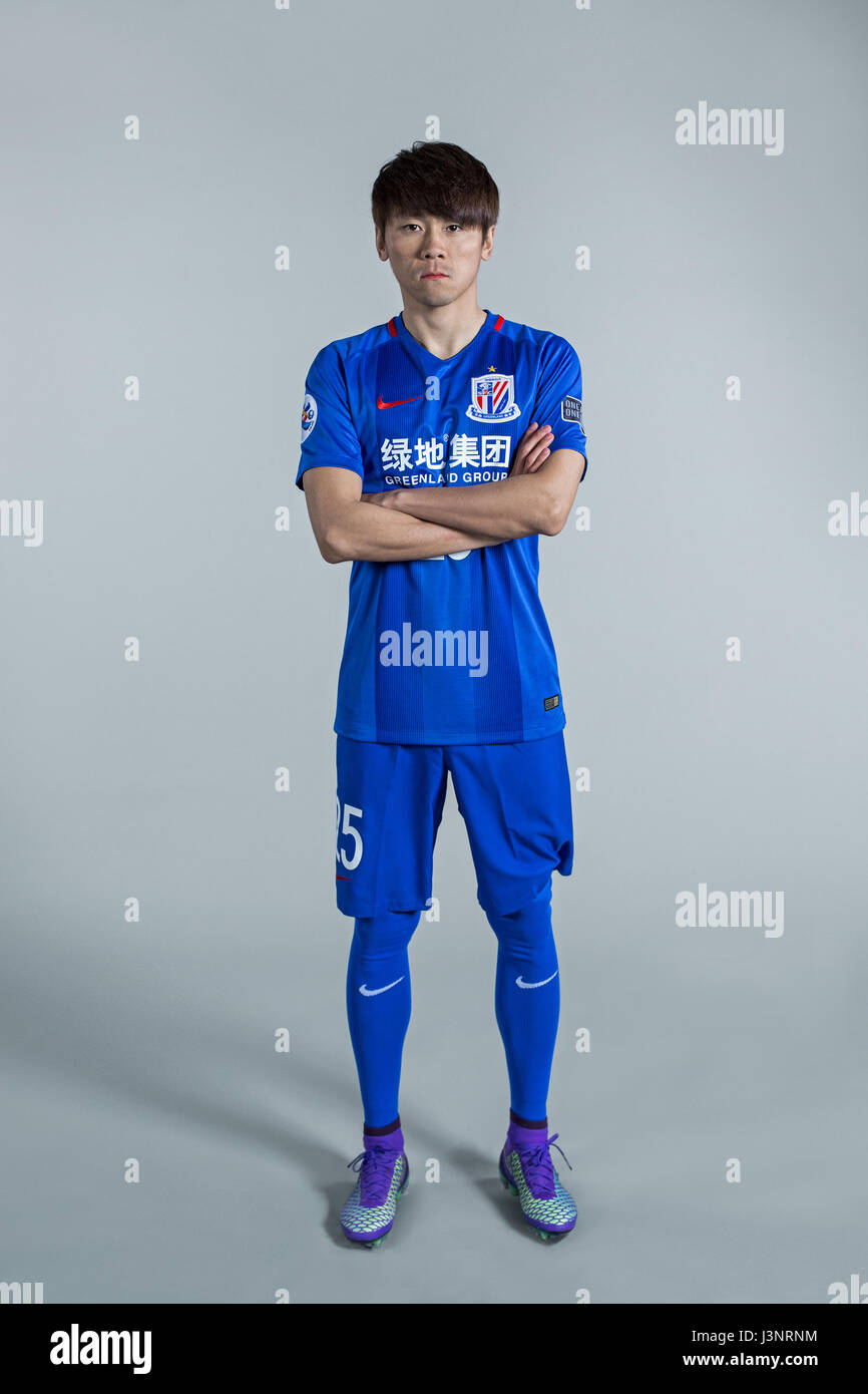 Portrait of Chinese soccer player Wang Lin of Shanghai Greenland ...