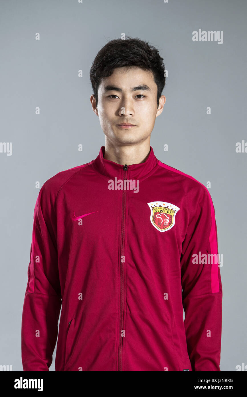 Portrait of Chinese soccer player Gao Haisheng of Shanghai SIPG F.C ...