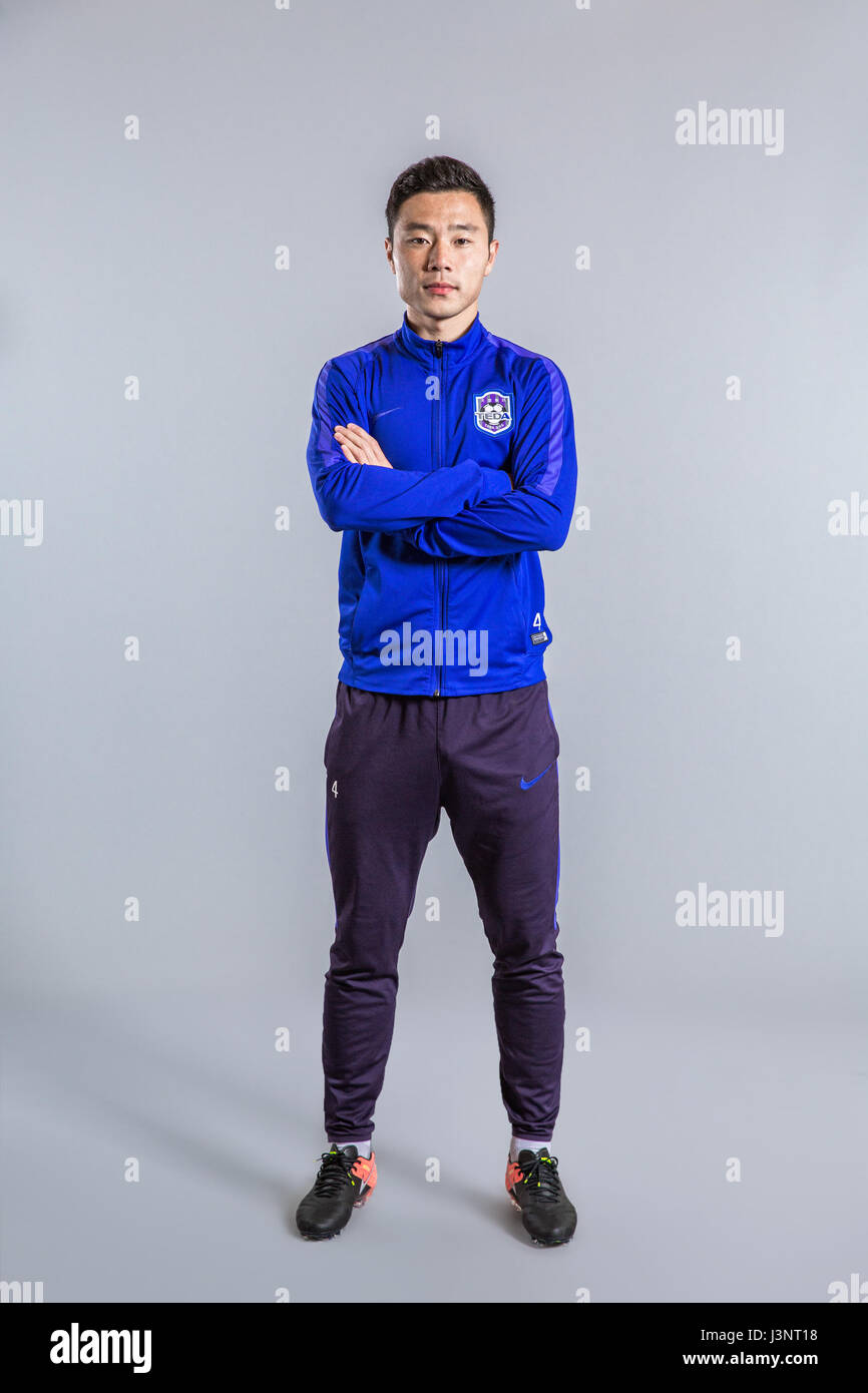 Portrait of Chinese soccer player Pan Ximing of Tianjin TEDA F.C. for ...
