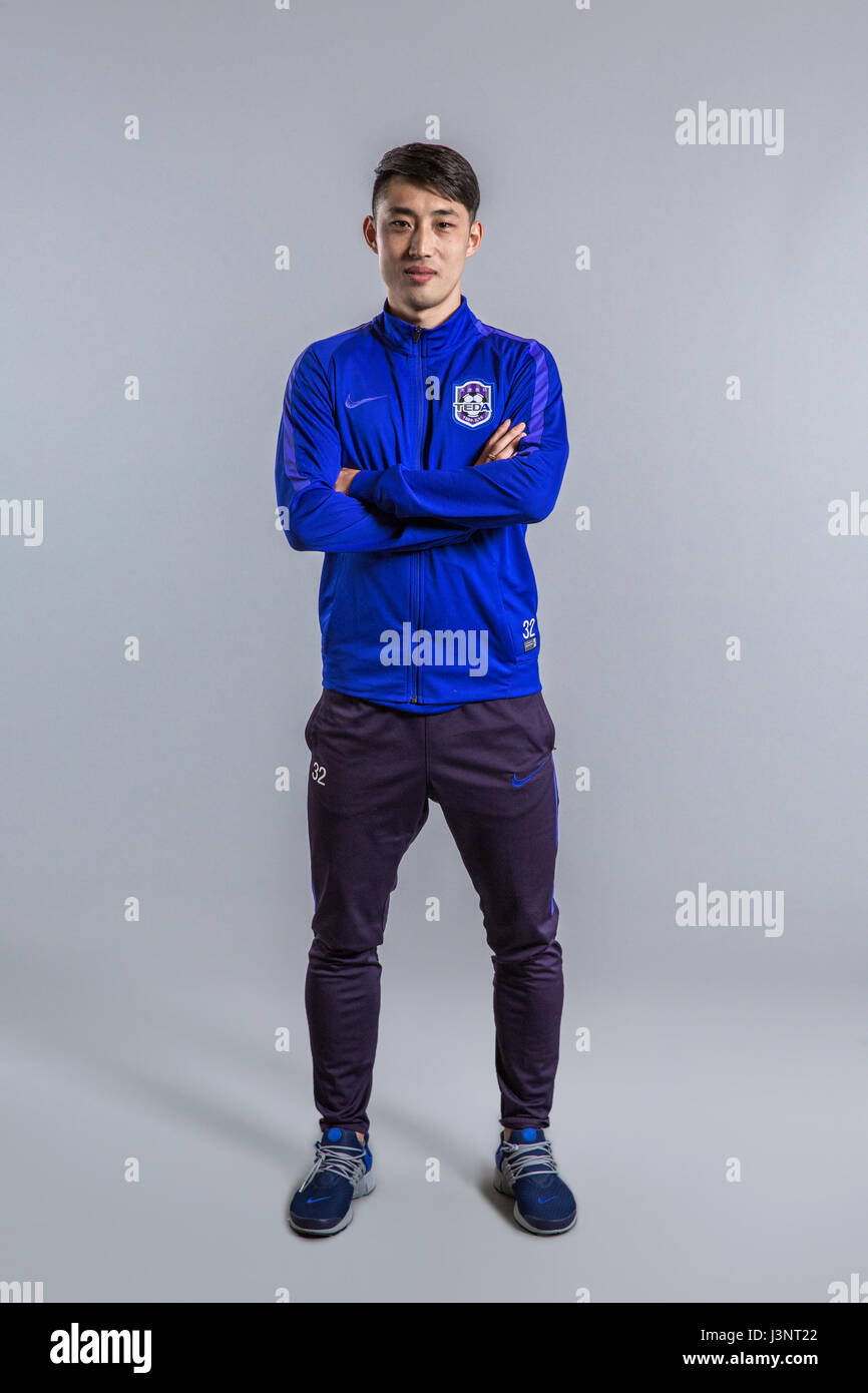 Portrait of Chinese soccer player Lei Yongchi of Tianjin TEDA F.C. for ...